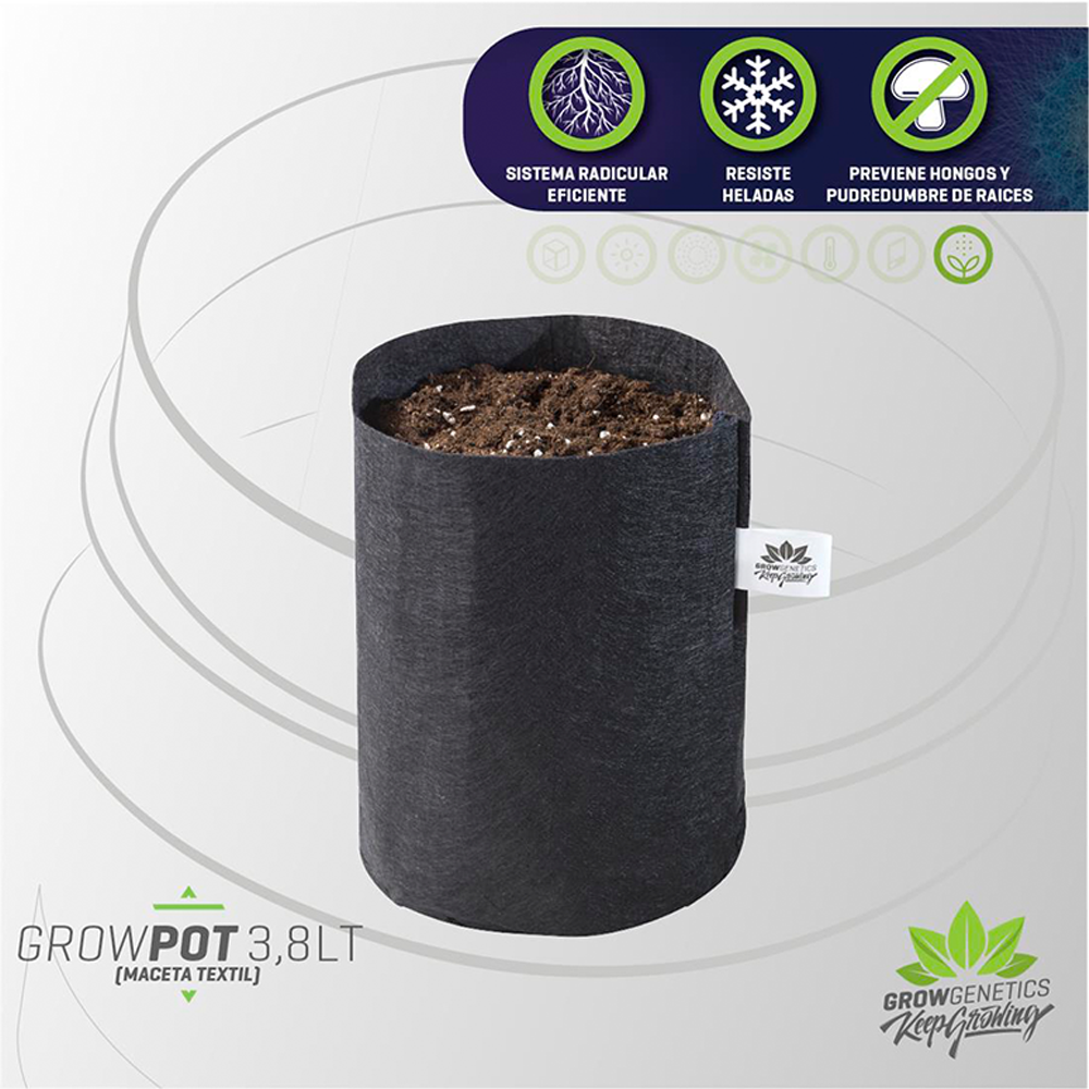 GROW GENETICS - Maceta Textil 3.8 litros - La Nave Espacial